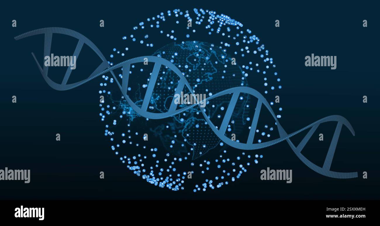 Image globe over dna hi-res stock photography and images - Alamy