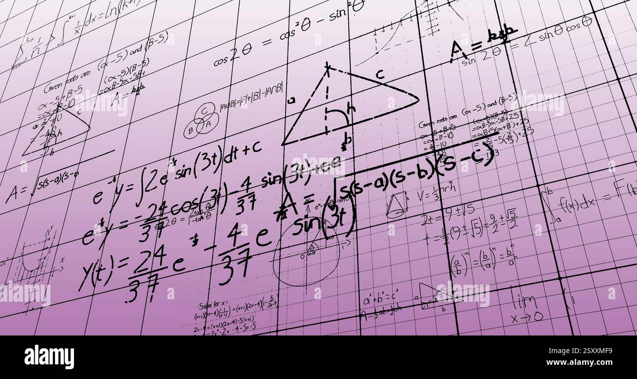 Image of mathematical equations on pink background Stock Photo - Alamy