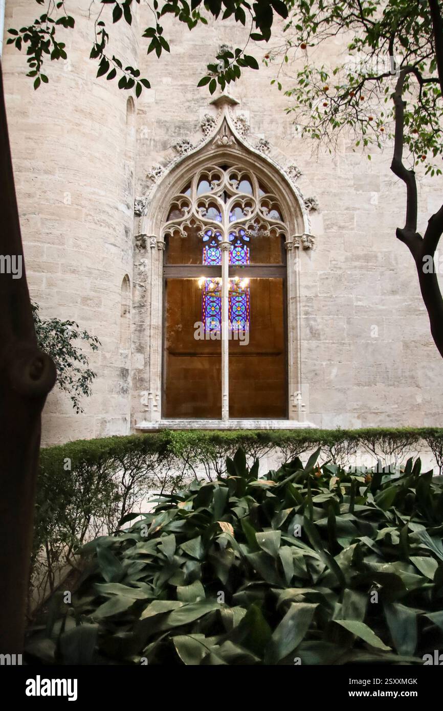 Valencia, Spain- February 23, 2025: Architectural details of The Lonja ...