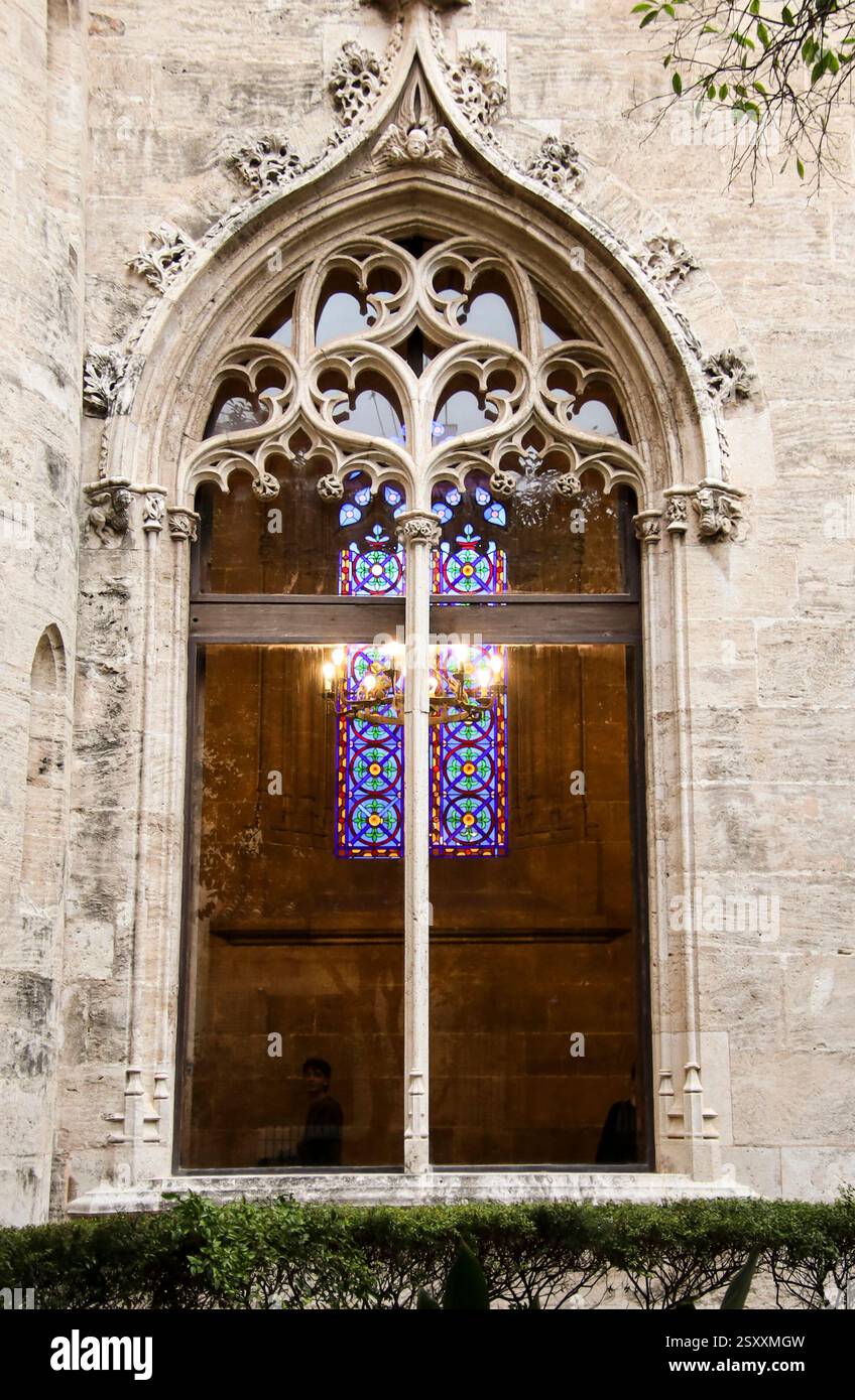Valencia, Spain- February 23, 2025: Architectural details of The Lonja ...