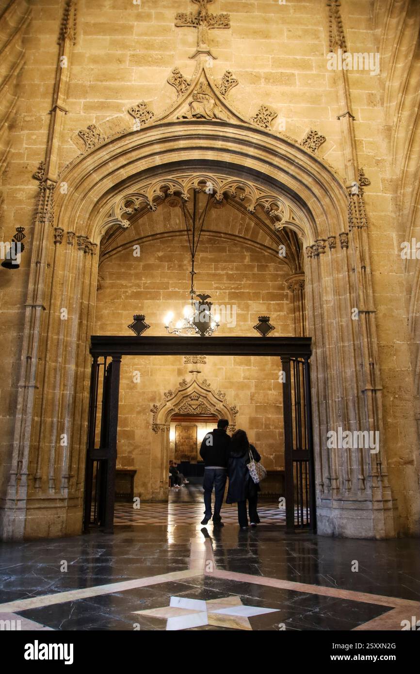 Valencia, Spain- February 23, 2025: Architectural details of The Lonja ...