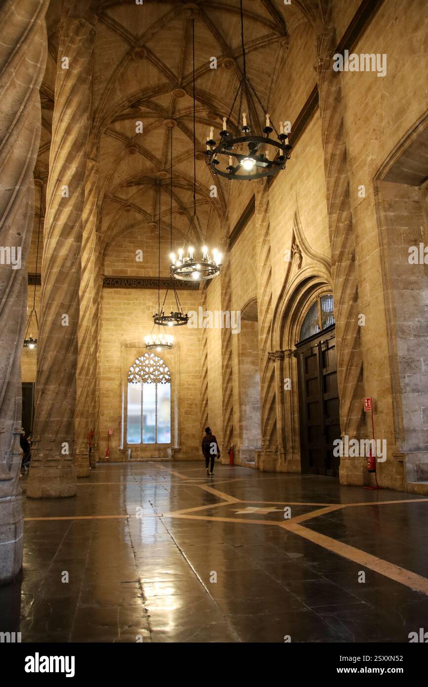 Valencia, Spain- February 23, 2025: Architectural details of The Lonja ...