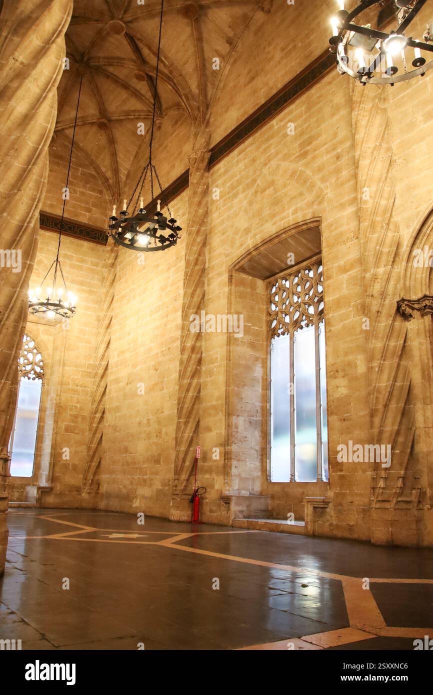 Valencia, Spain- February 23, 2025: Architectural details of The Lonja ...