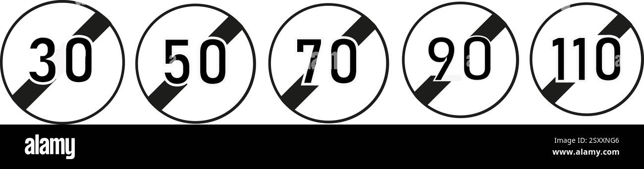French road signs End of speed limit Stock Photo - Alamy