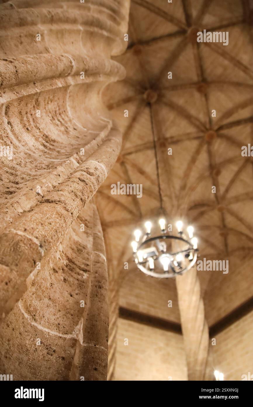 Valencia, Spain- February 23, 2025: Architectural details of The Lonja ...