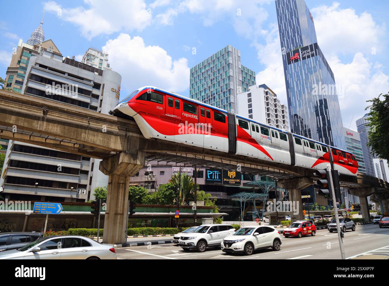 KUALA LUMPUR, MALAYSIA - MARCH 16, 2024: Rapid KL monorail train in ...