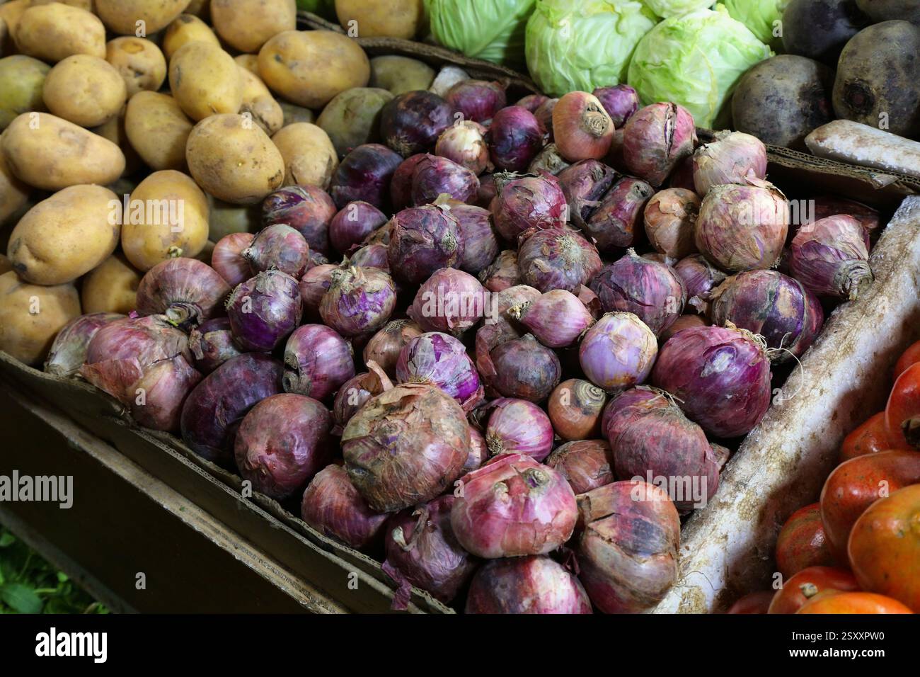 Vegetables at a local food market in Little India district in Singapore ...