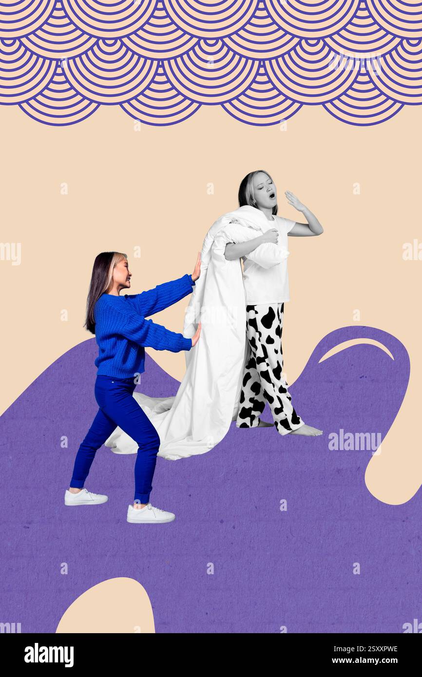 Artwork collage template composite sketch of awakening comfort relax ...