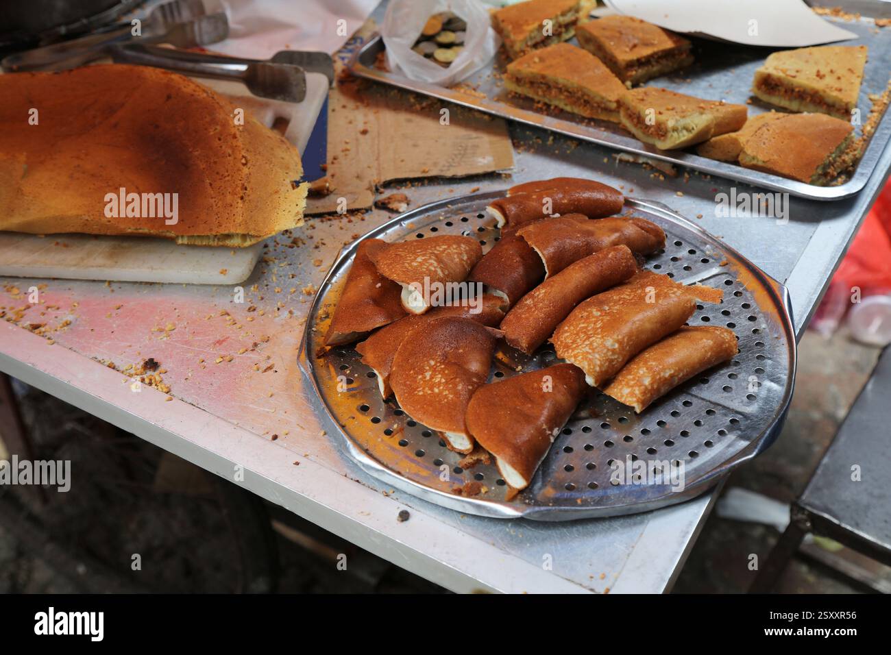 Apam balik peanut pancakes in Kuala Lumpur, Malaysia. Apam balik are ...