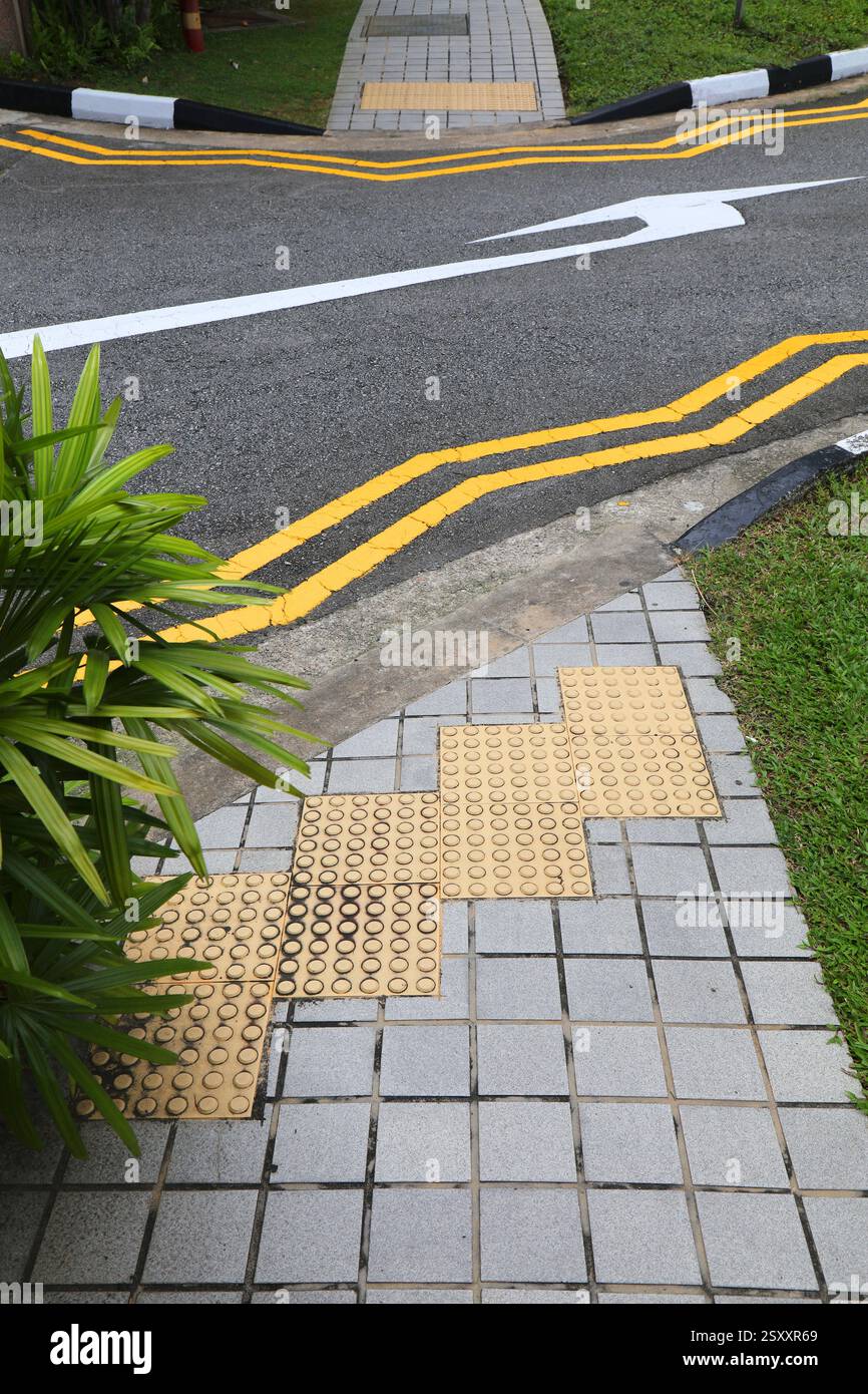 Tactile paving (tenji blocks) by the pedestrian crossing in Singapore ...