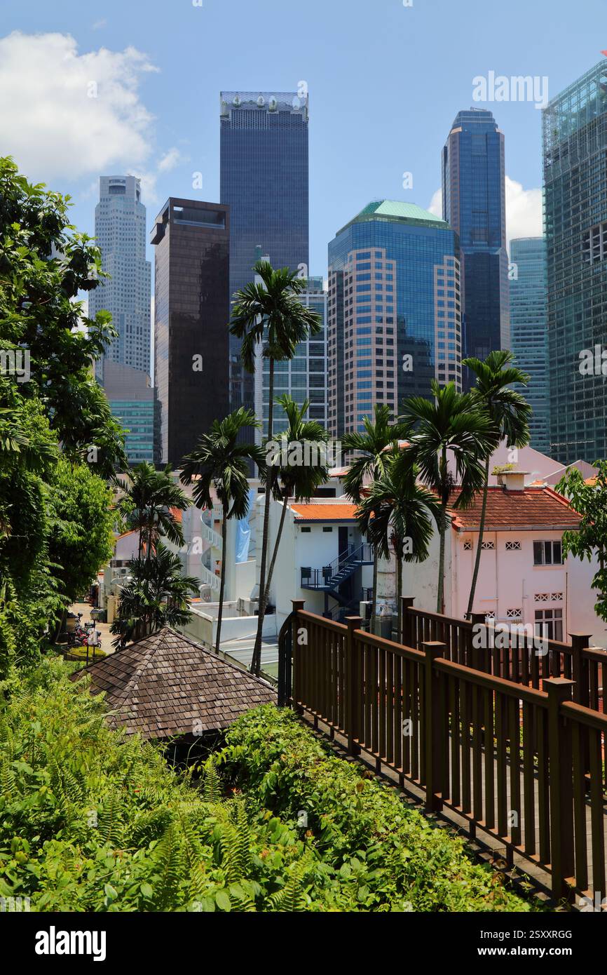 Singapore skyline viewed from Ann Siang Hill Park in Chinatown. City ...