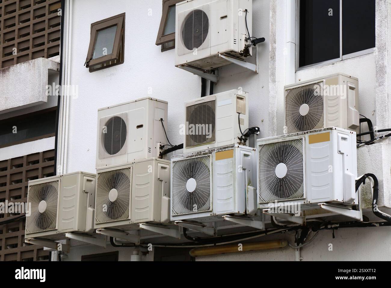 Wall mounted external air conditioner units in Kuching, Malaysia Stock ...