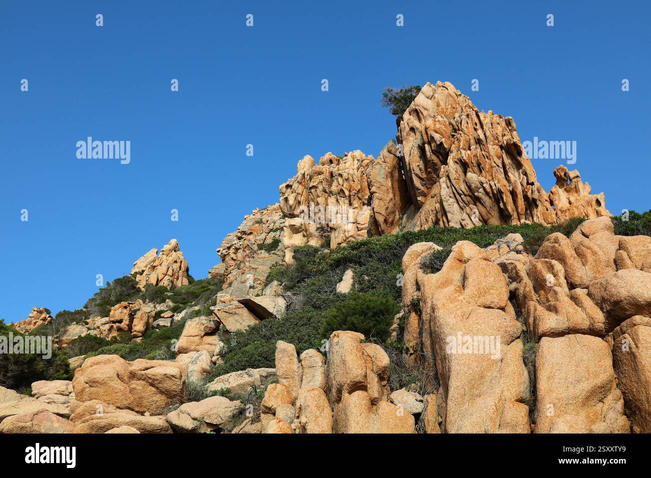 Red porphyry granite rock formations in Costa Paradiso in Sardinia ...