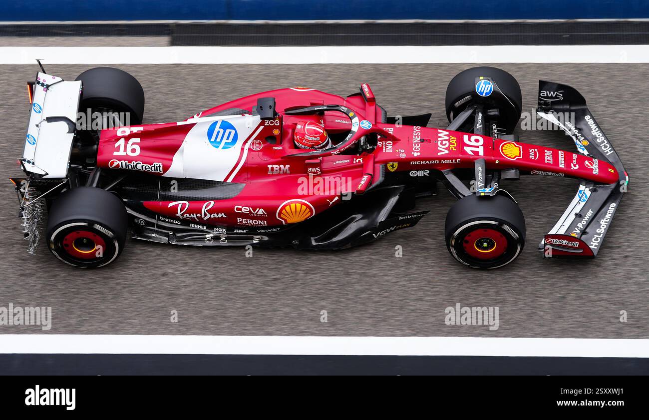 Ferrari driver Charles Leclerc on day one of pre-season testing at the ...