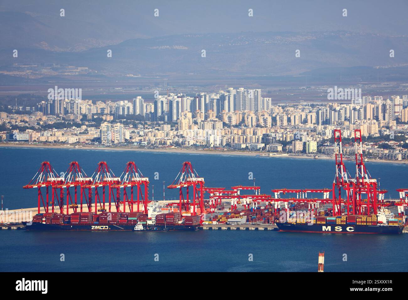 HAIFA, ISRAEL - OCTOBER 31, 2022: Overview of Port of Haifa, a major ...