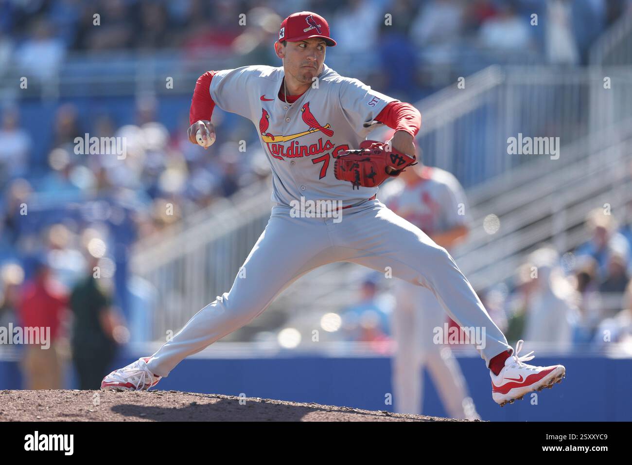 Dunedin, USA. 25th Feb, 2025. Dunedin, FL: St. Louis Cardinals pitcher ...