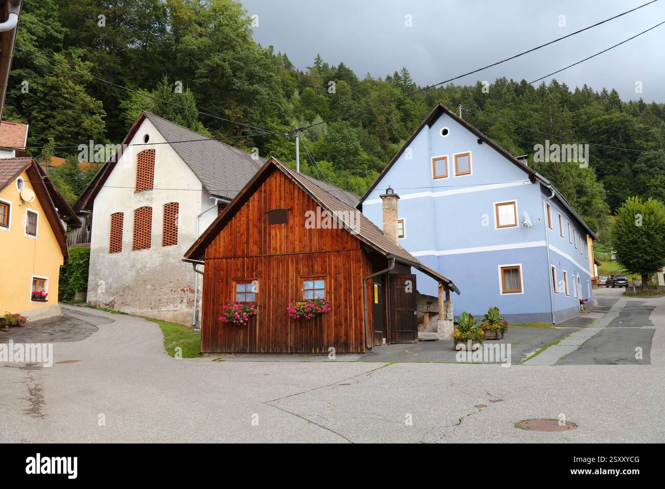 Old forge building (Alte Schmiede) in Saak village in Gailtal region of ...