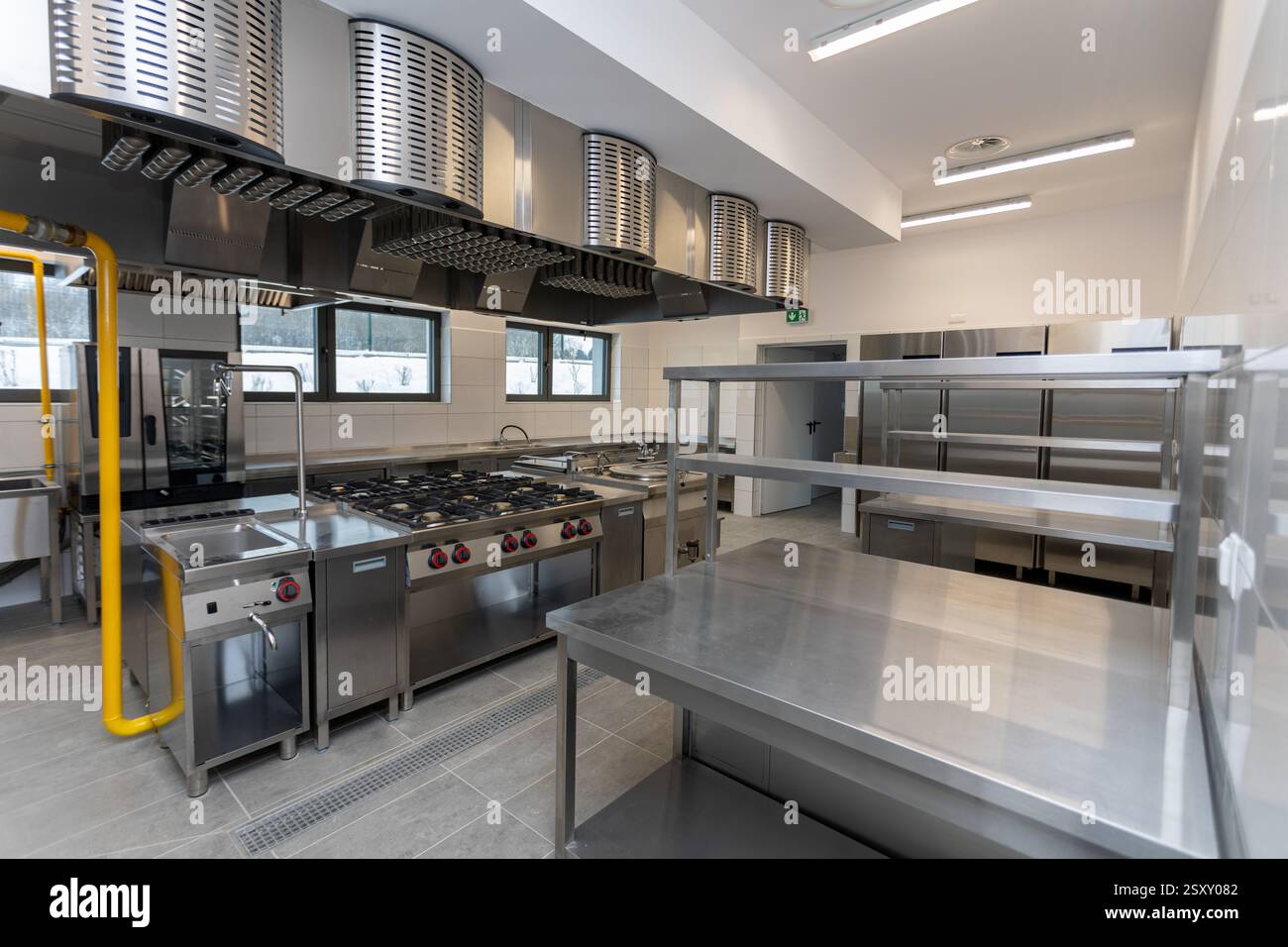 Modern Commercial Kitchen Design with Advanced Equipment and Stainless ...