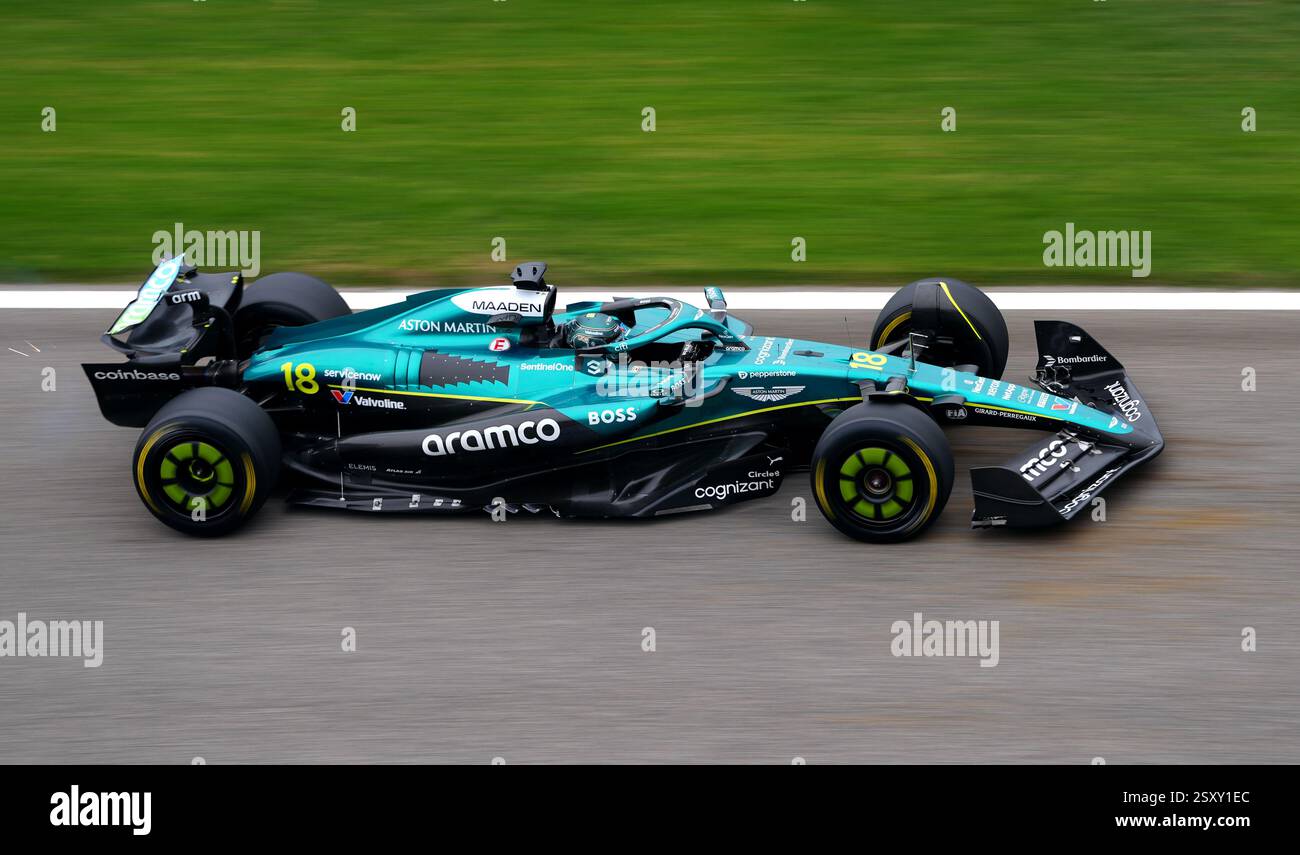Aston Martin driver Lance Stroll on day one of pre-season testing at ...