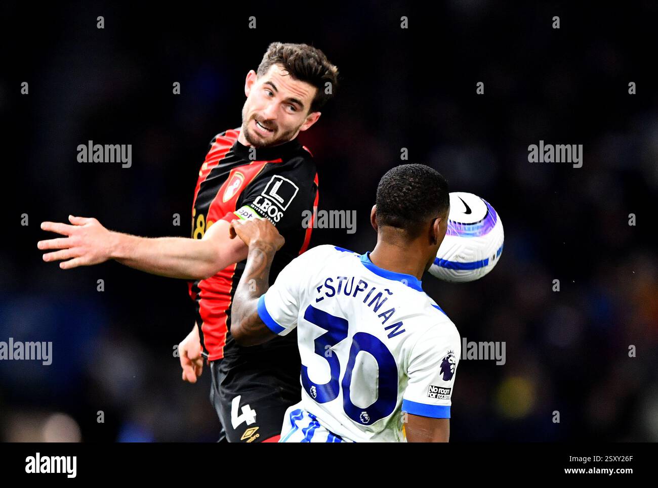 Lewis Cook of AFC Bournemouth and Pervis Estupinan of Brighton & Hove ...