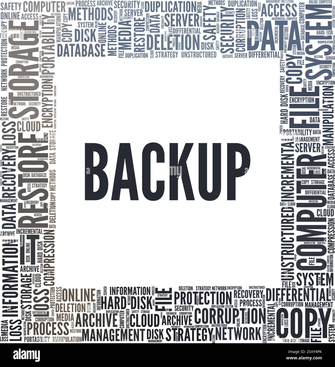 Backup vector illustration word cloud isolated on a white background ...