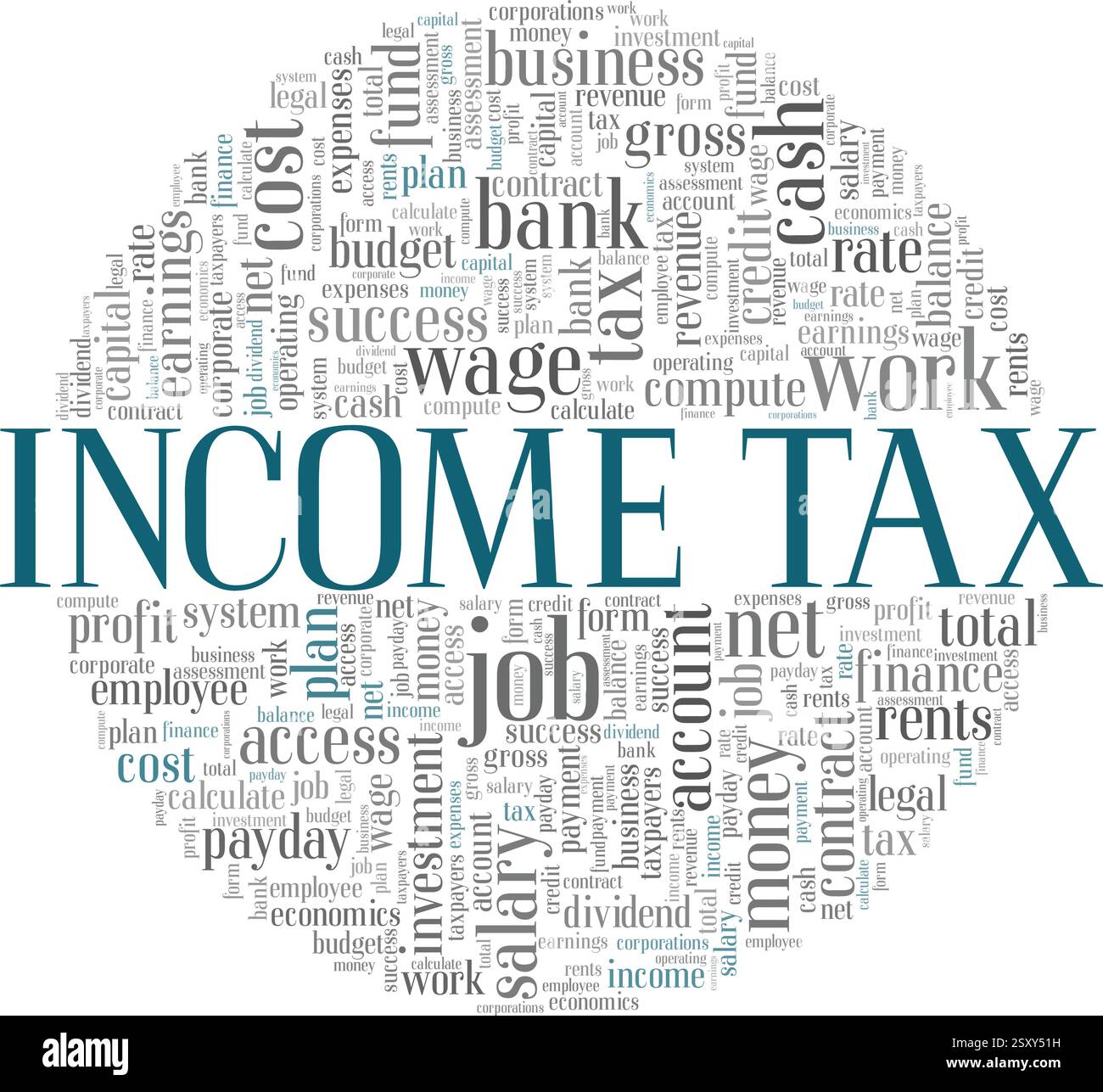Income Tax vector illustration word cloud isolated on a white ...