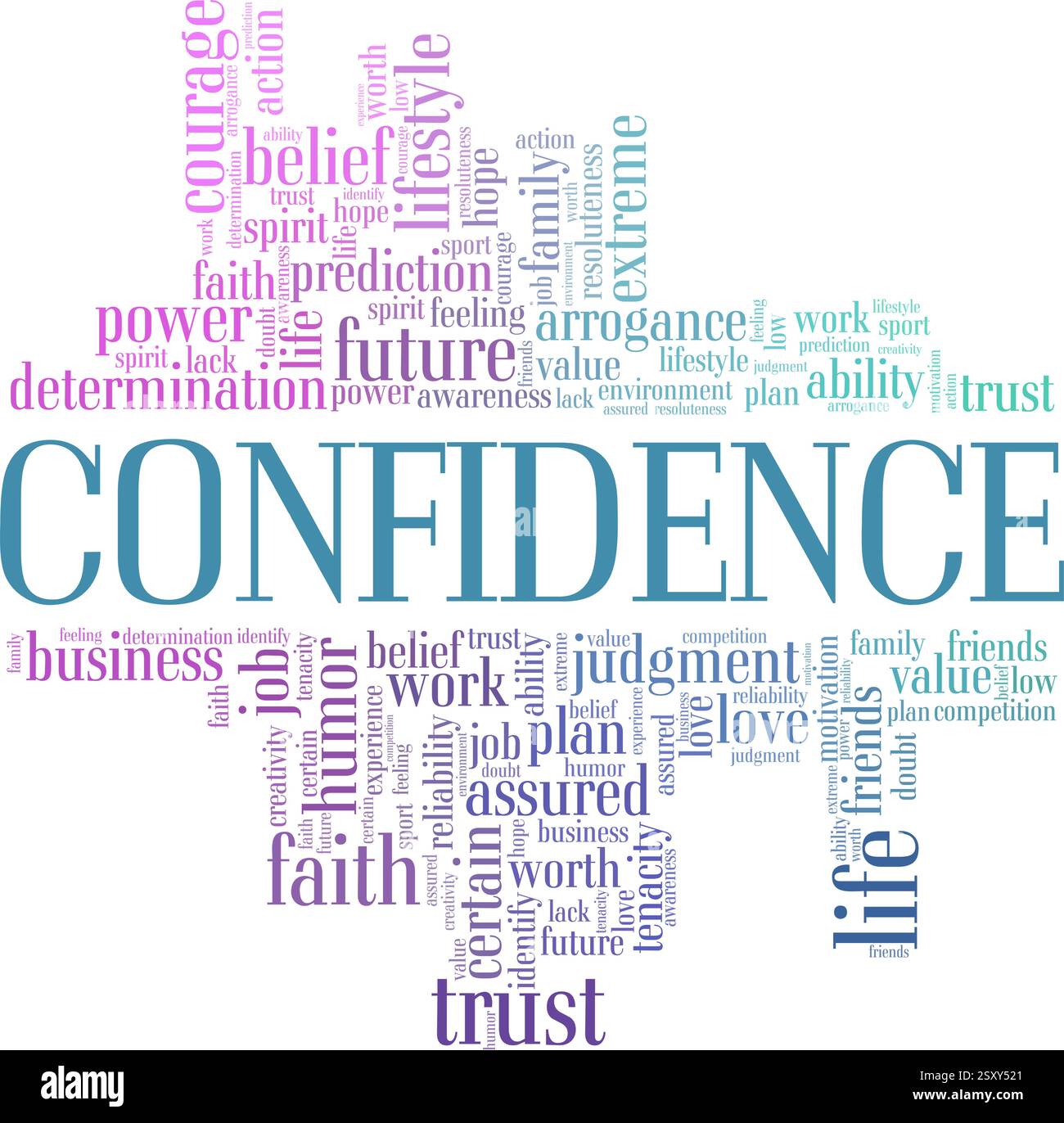 Confidence word cloud vector illustration isolated on a white ...