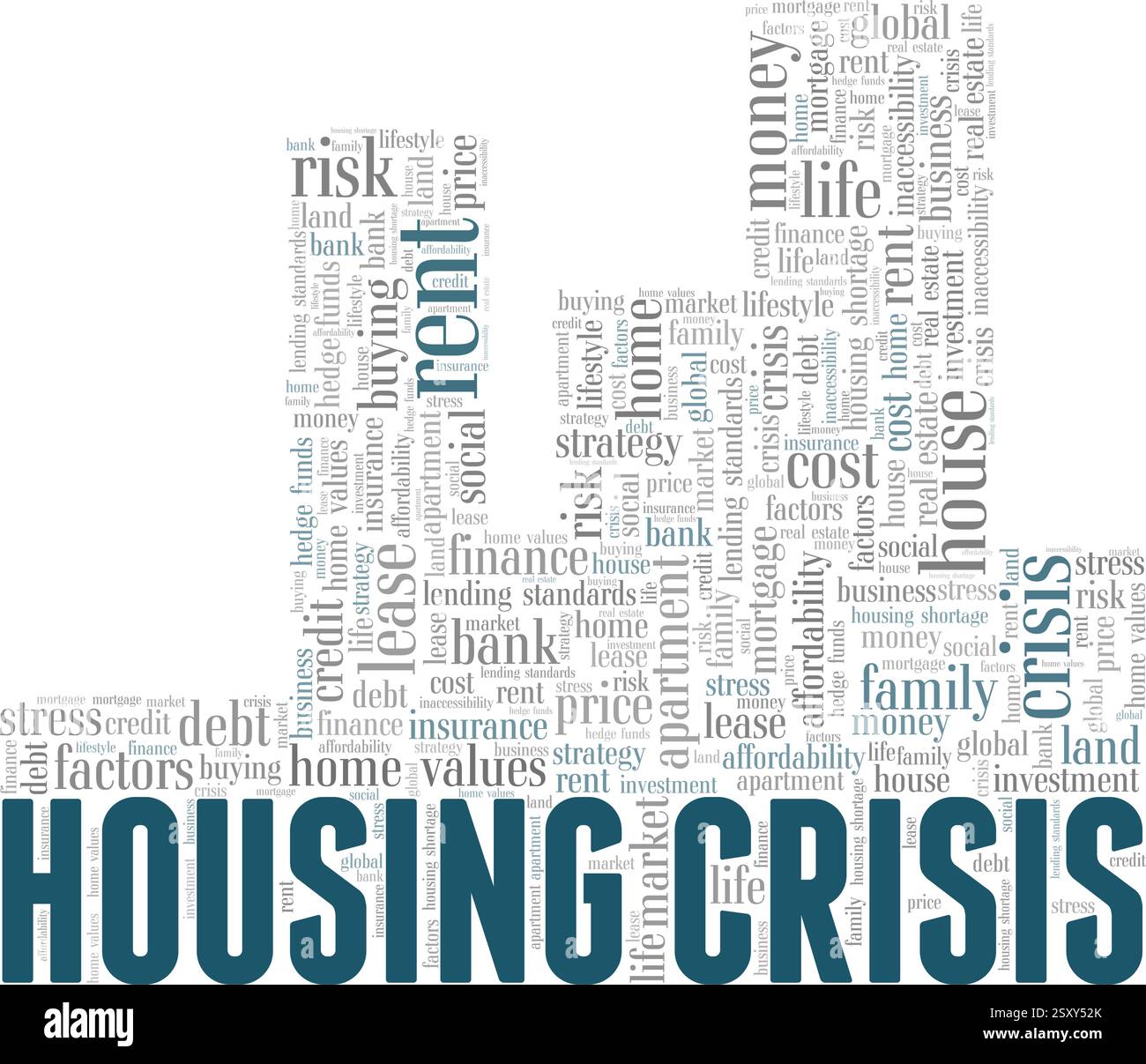 Housing Crisis vector illustration word cloud isolated on a white ...