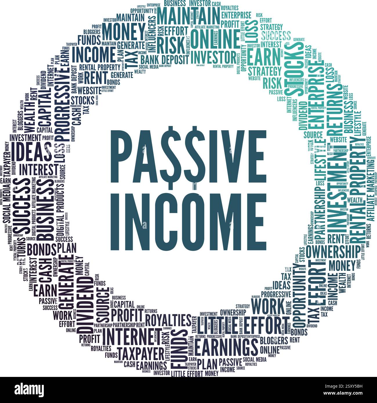 Passive Income vector illustration word cloud isolated on a white ...
