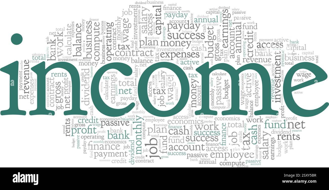 Income vector illustration word cloud isolated on a white background ...