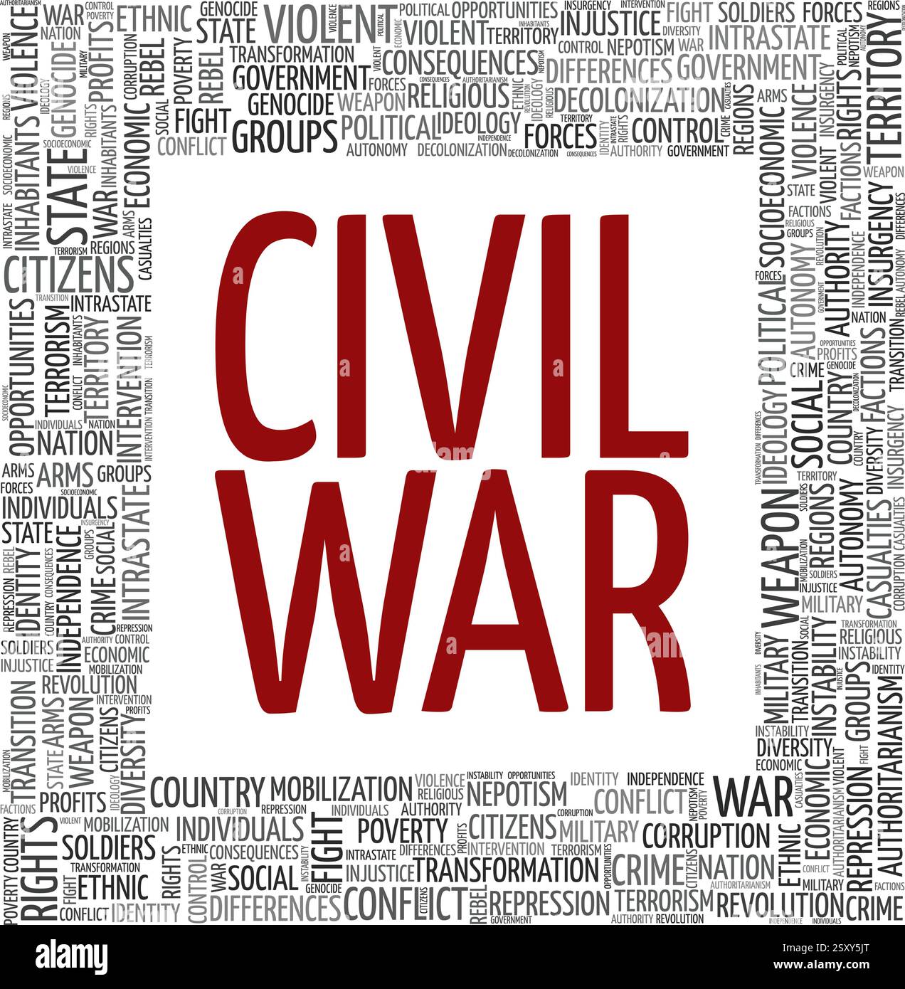 Civil War vector illustration word cloud isolated on a white background ...