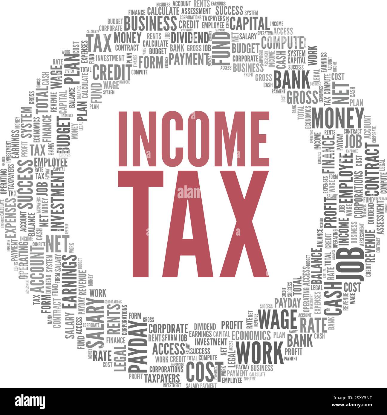 Income Tax vector illustration word cloud isolated on a white background Stock Vector Image ...