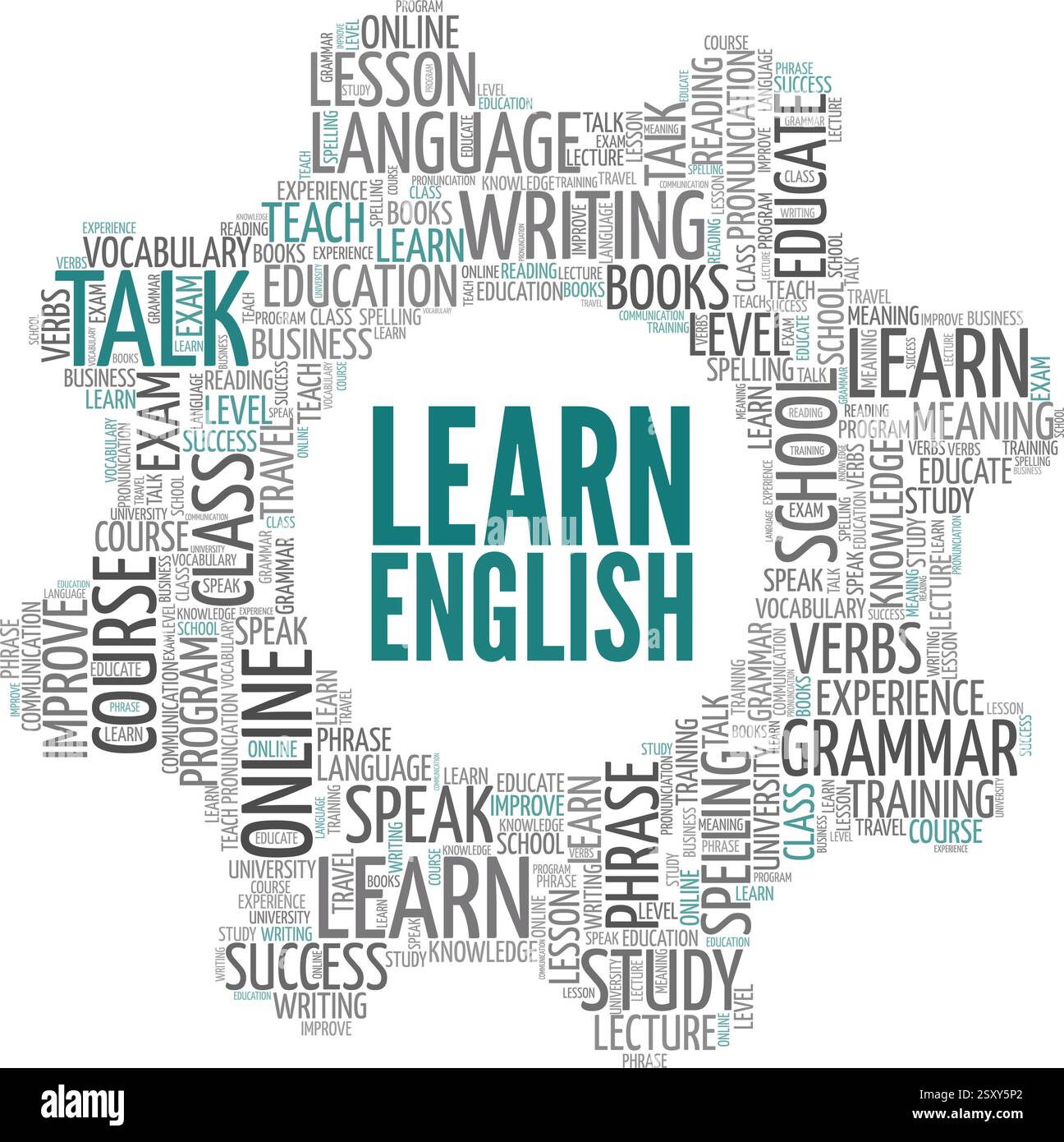 Learn English vector illustration word cloud isolated on a white ...