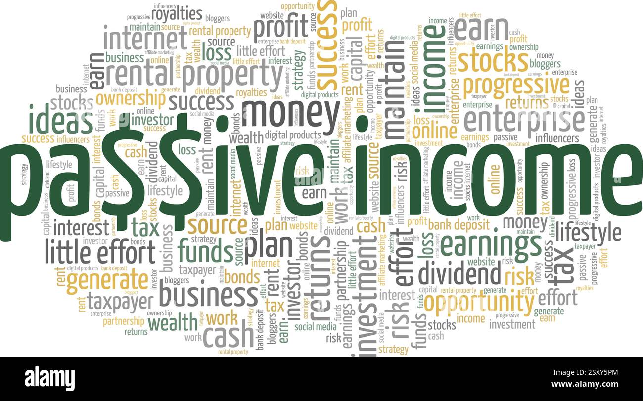 Passive Income vector illustration word cloud isolated on a white background Stock Vector Image ...