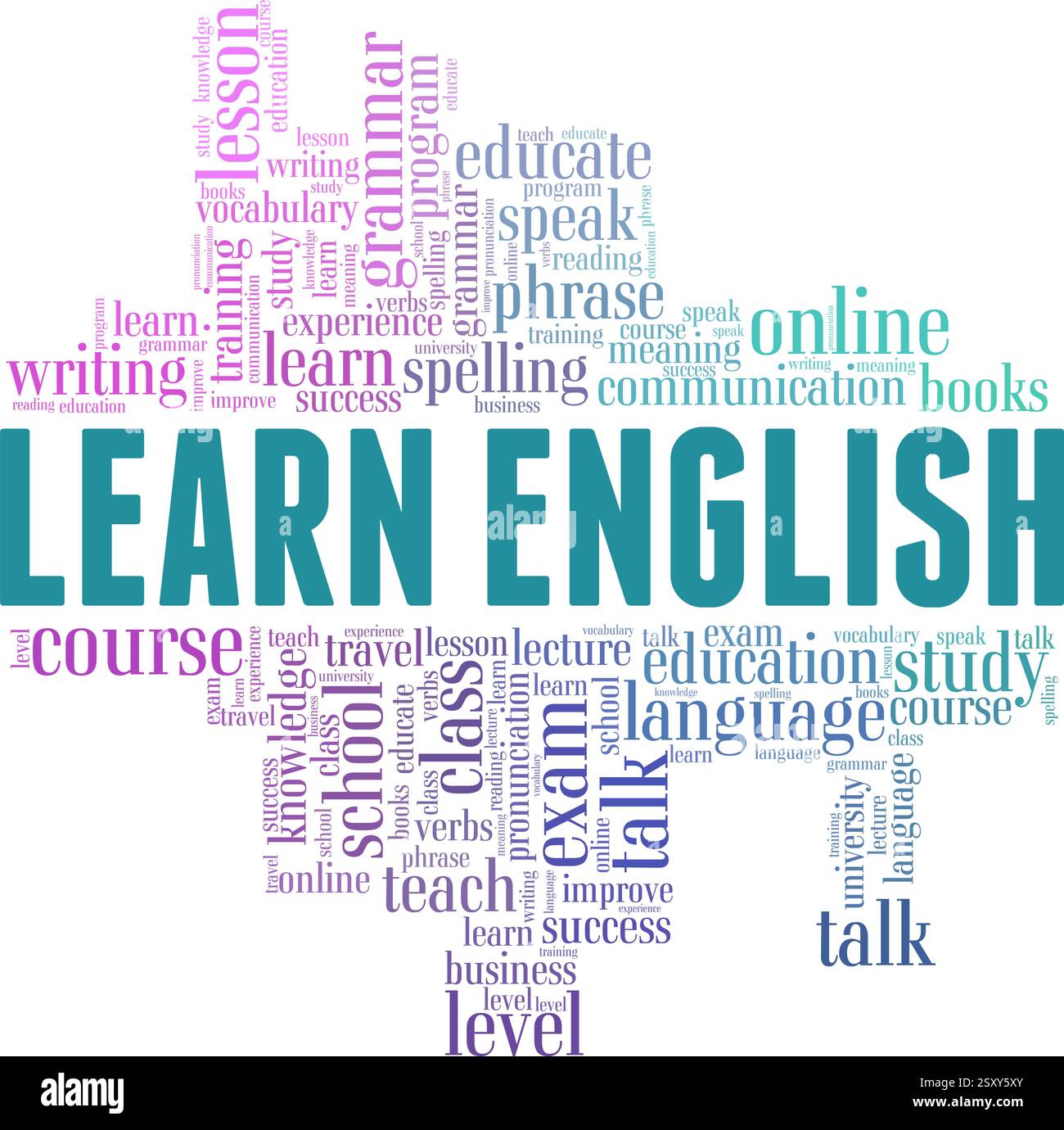 Learn English vector illustration word cloud isolated on a white ...