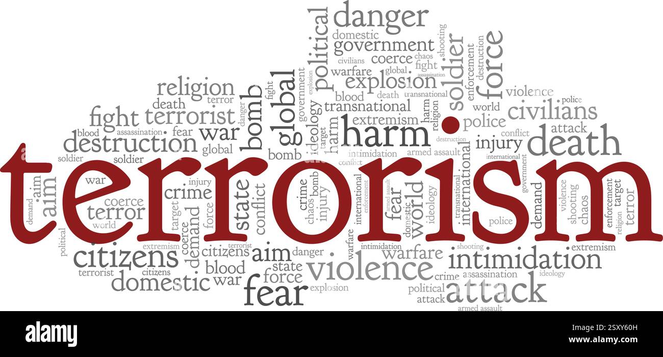 Terrorism vector illustration word cloud isolated on a white background ...