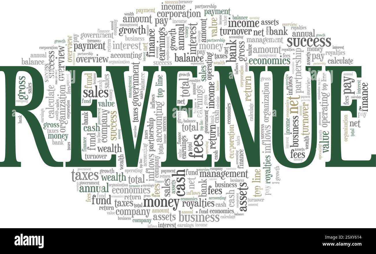 Revenue vector illustration word cloud isolated on a white background ...