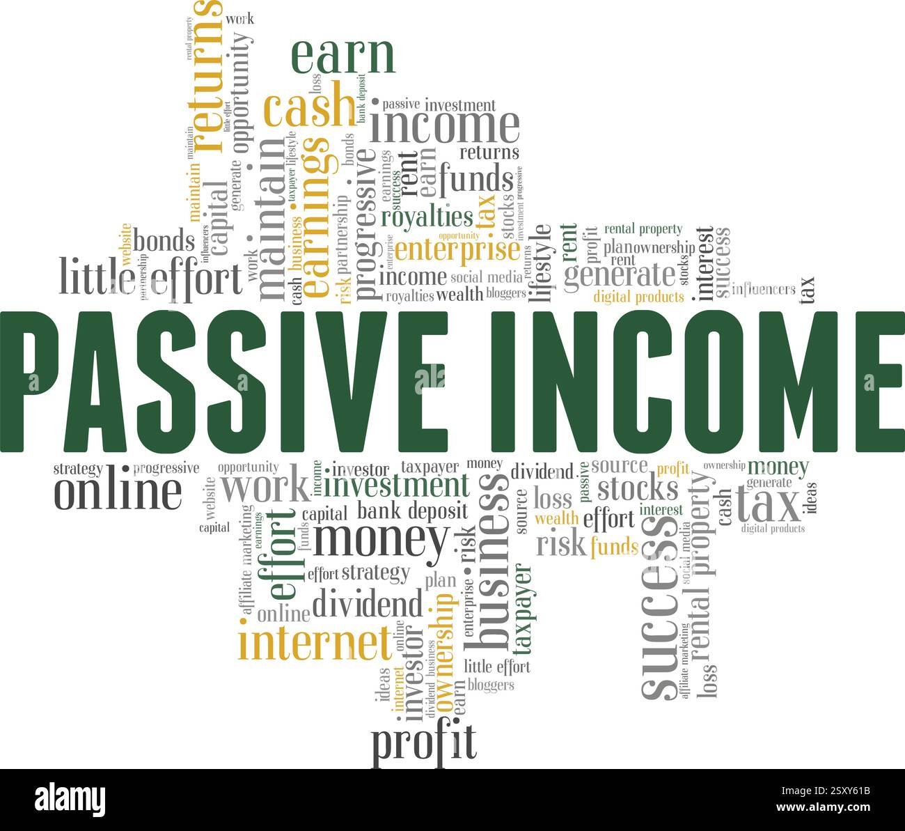 Passive Income vector illustration word cloud isolated on a white background Stock Vector Image ...