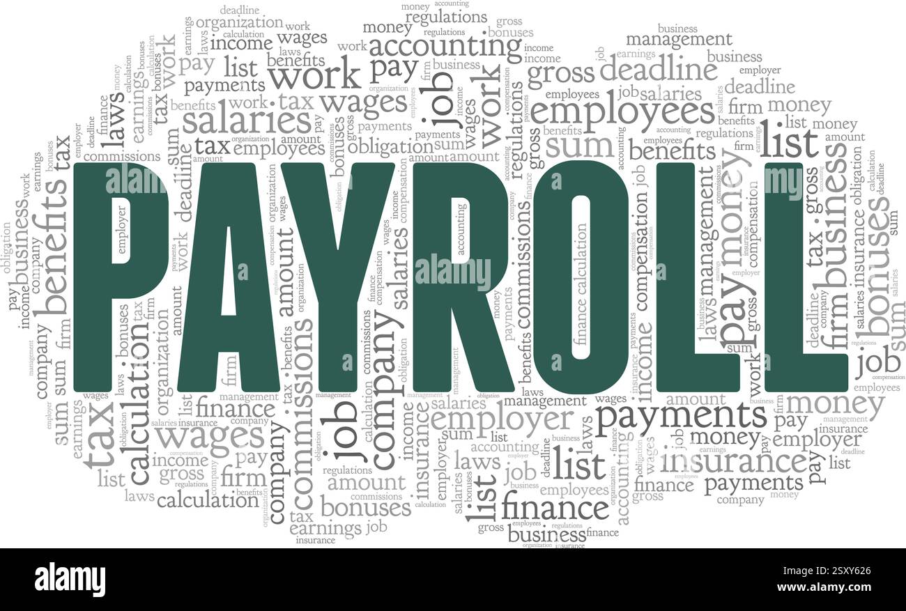 Payroll vector illustration word cloud isolated on a white background ...