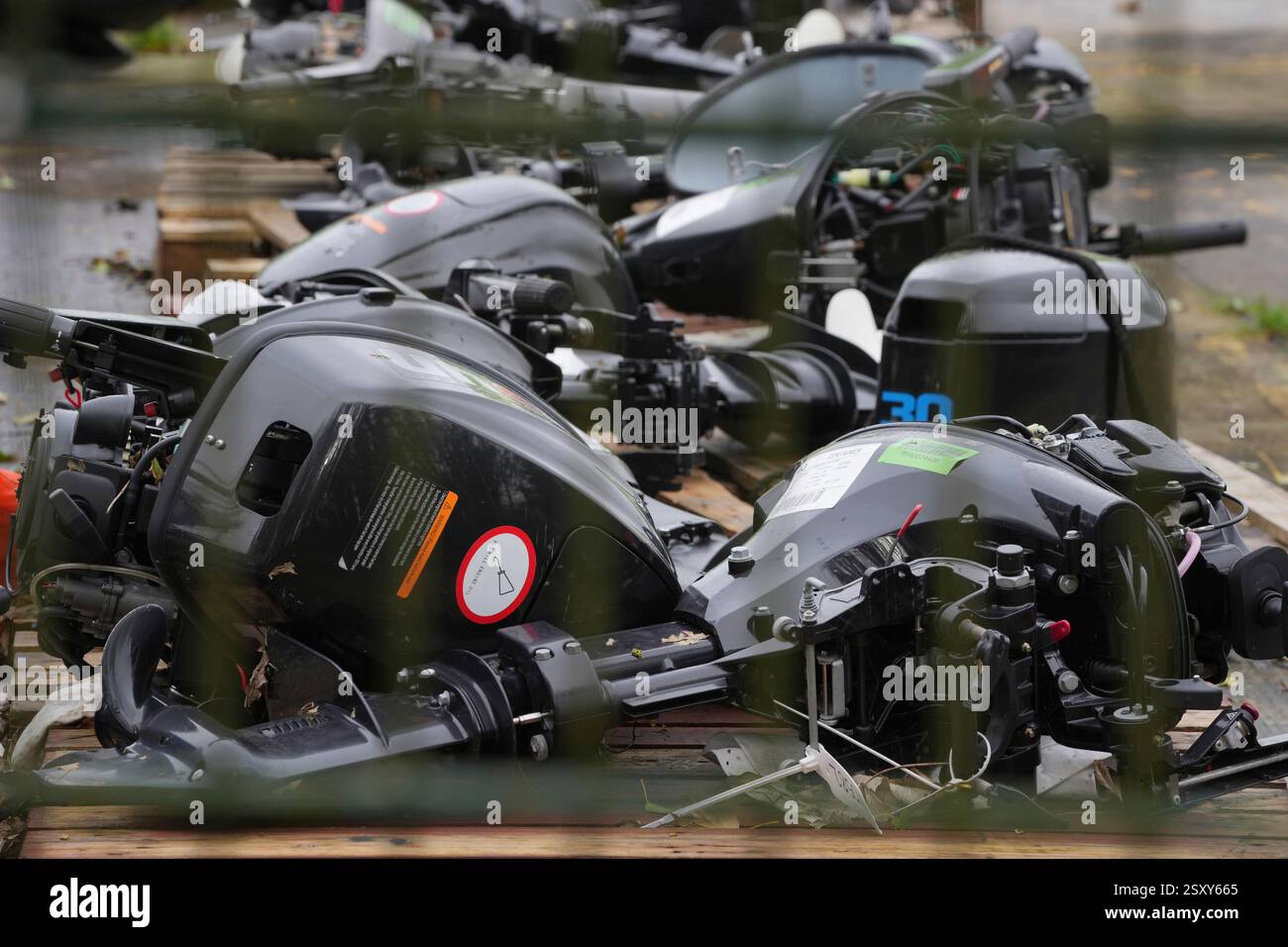 Power boat engines used on dinghies ae seen inside a Border Force ...