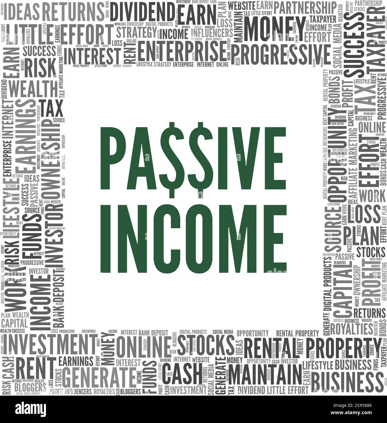 Passive Income vector illustration word cloud isolated on a white ...