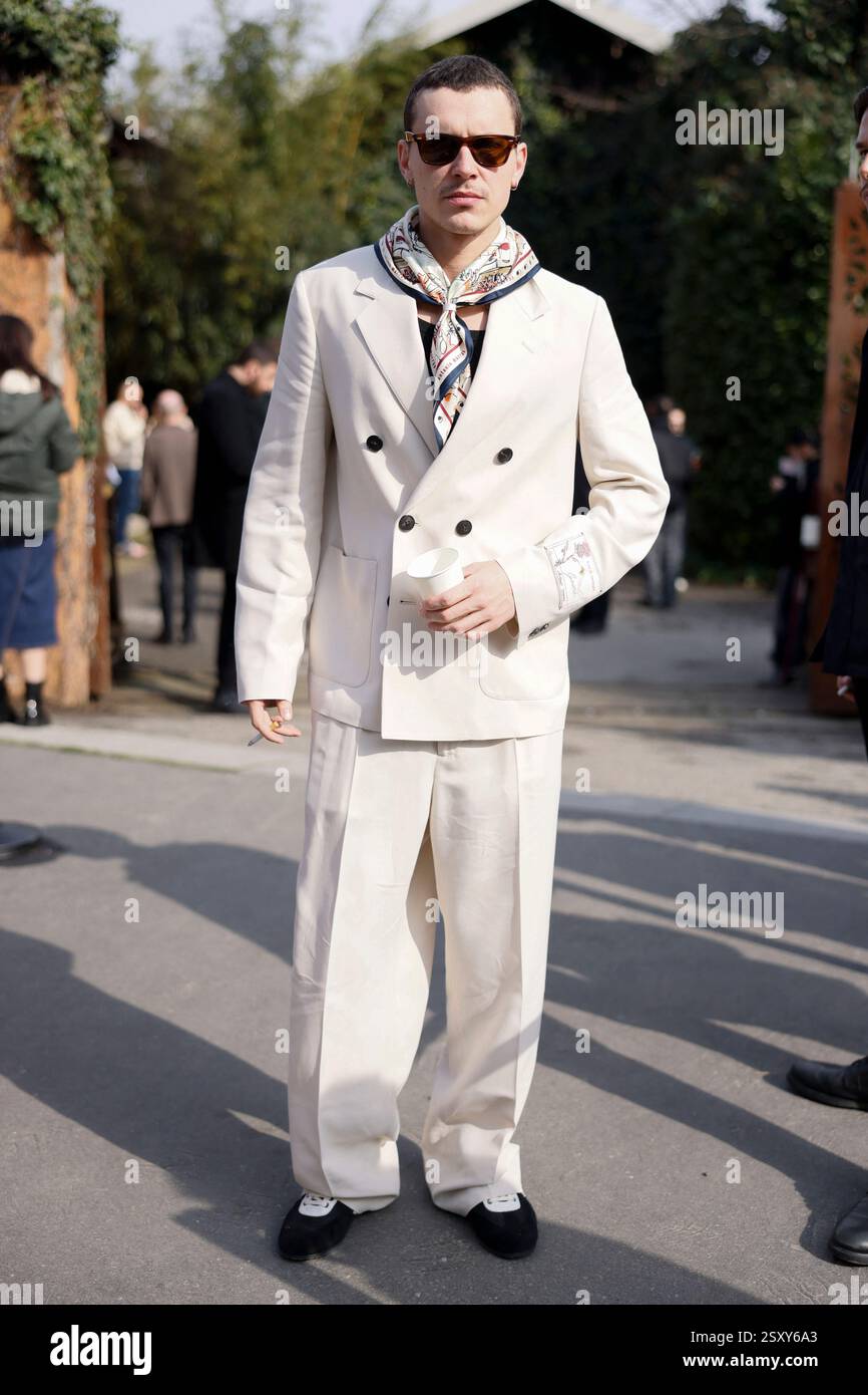 Aron Piper arrives at Antonio Marras Fashion Show during the Milan ...