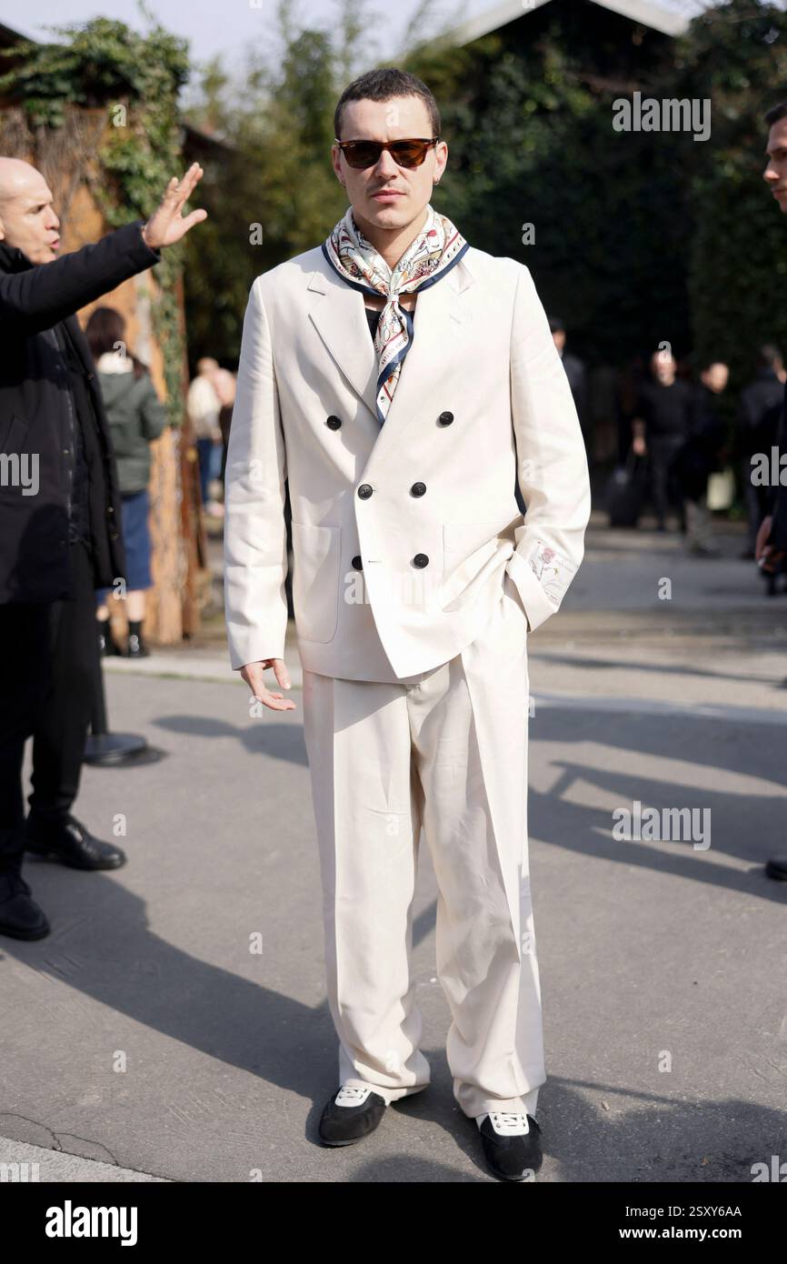 Aron Piper arrives at Antonio Marras Fashion Show during the Milan ...
