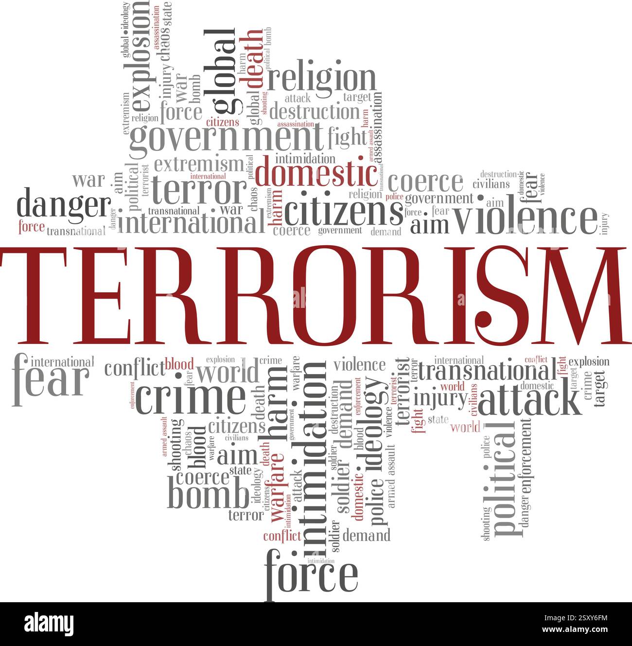 Terrorism vector illustration word cloud isolated on a white background ...