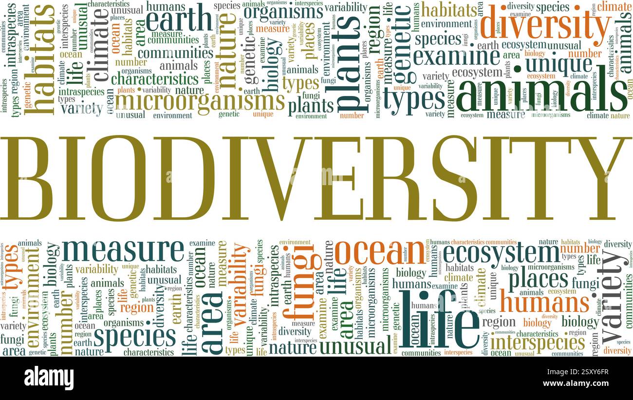 Biodiversity vector illustration word cloud isolated on a white ...