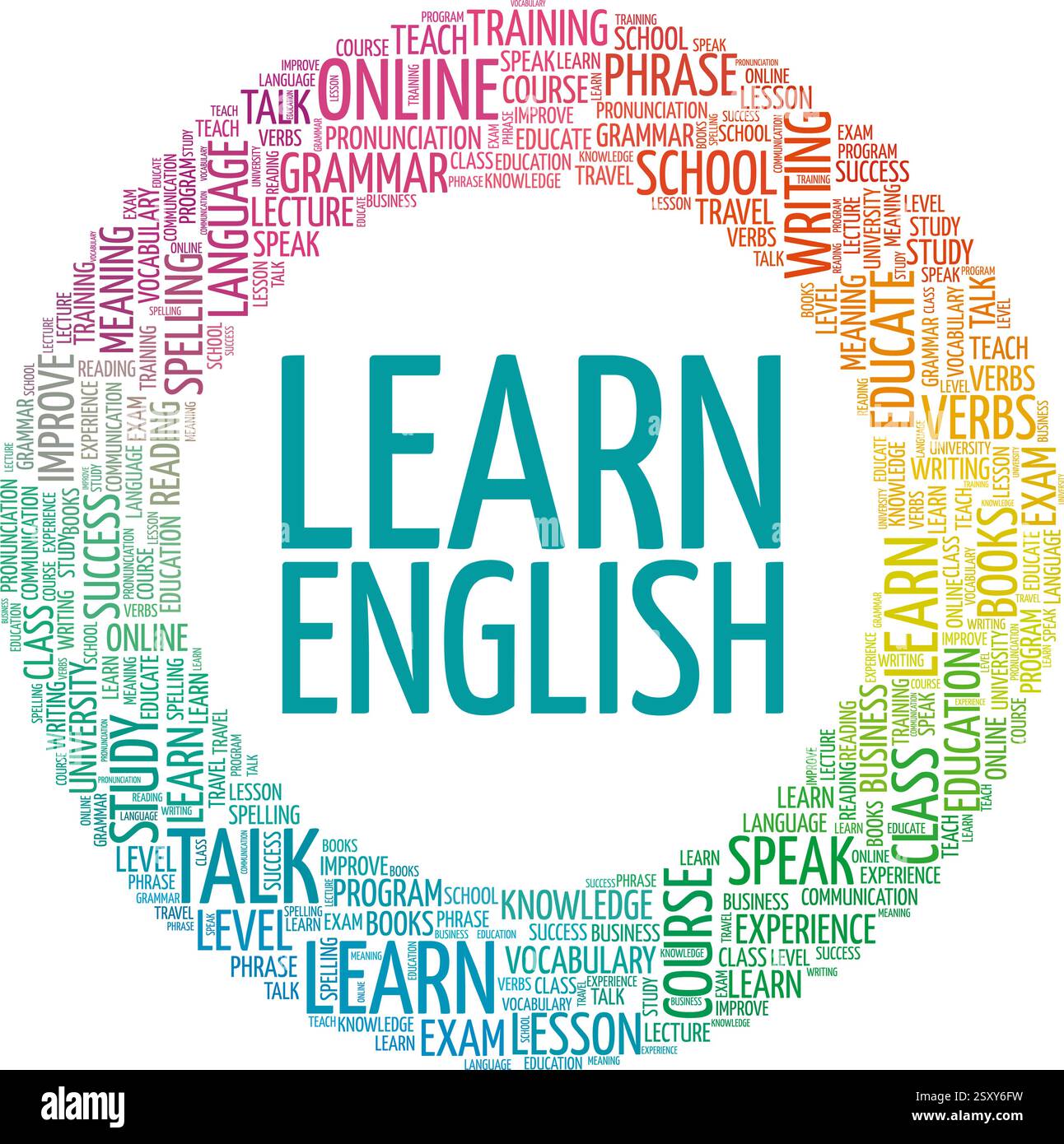 Learn English vector illustration word cloud isolated on a white ...