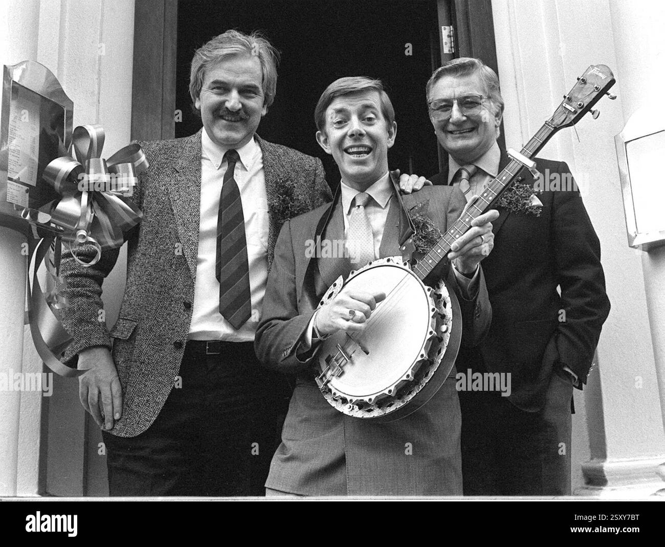 File photo dated 16/03/86 of (from left) Des Lynam, Henry Kelly and the ...