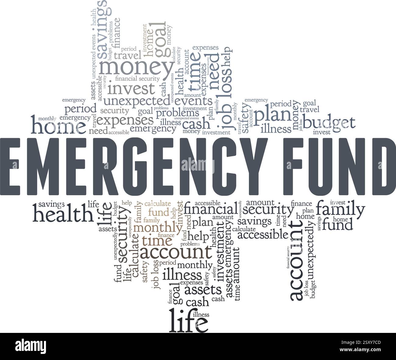 Emergency Fund vector illustration word cloud isolated on a white ...