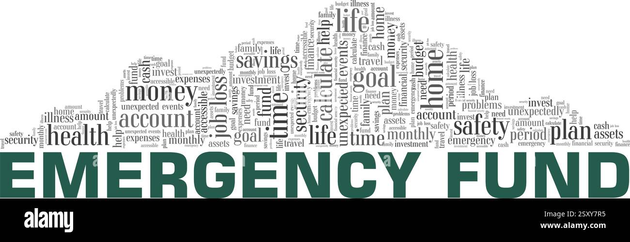 Emergency Fund vector illustration word cloud isolated on a white ...