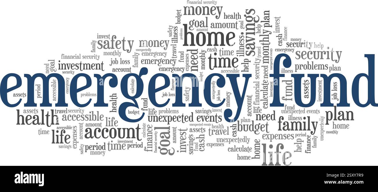 Emergency Fund vector illustration word cloud isolated on a white ...